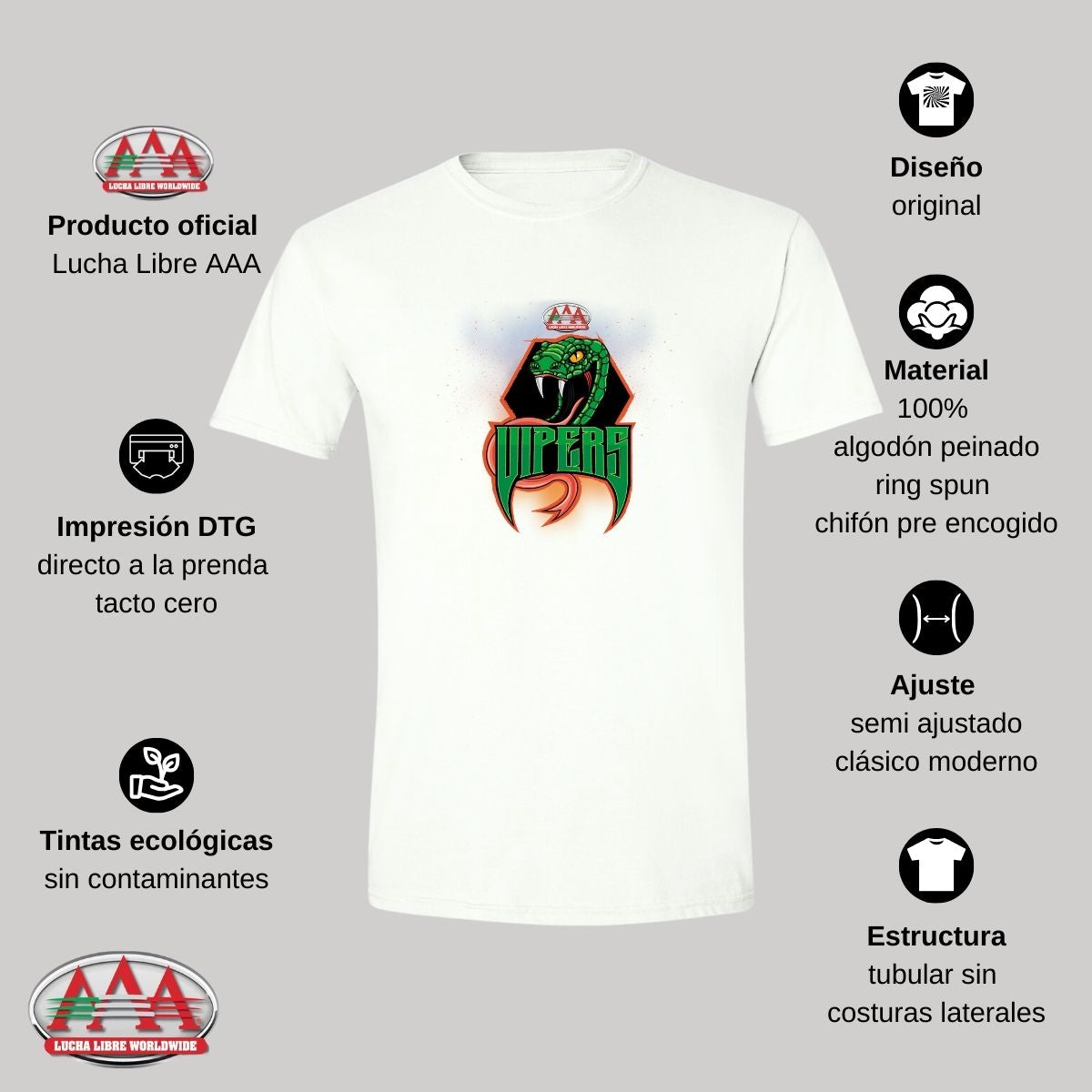 Playera Hombre Lucha Libre AAA Vipers – Lucha LibreAAA